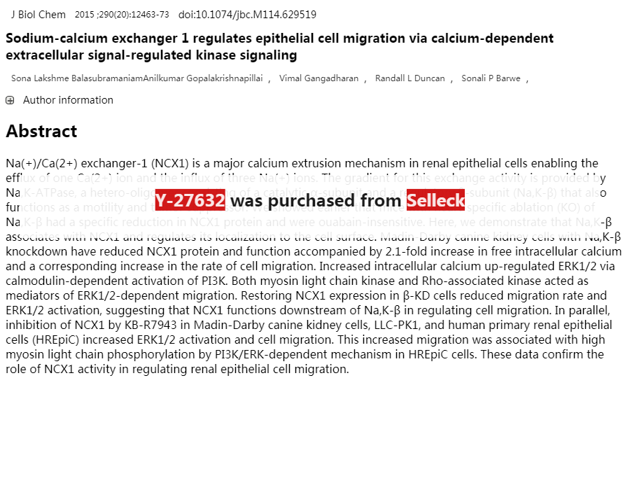 Y-27632 | ROCK 抑制剂 | 现货供应 | 美国品牌 | 免费采购电话400-668-6834