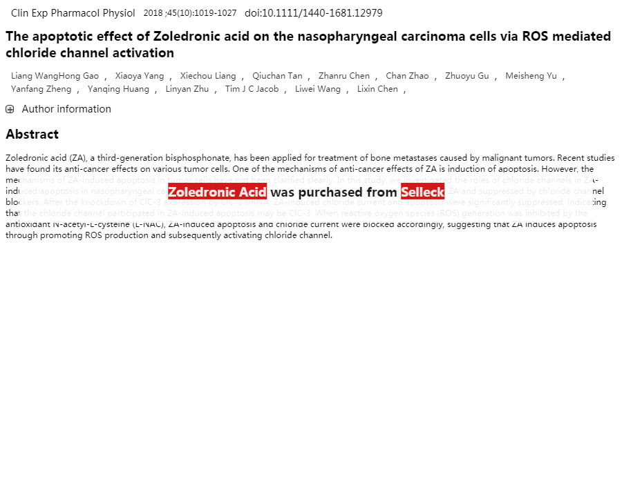 购买Zoledronic Acid | Ras inhibitor | 价格 | IC50 | 只能用于研究