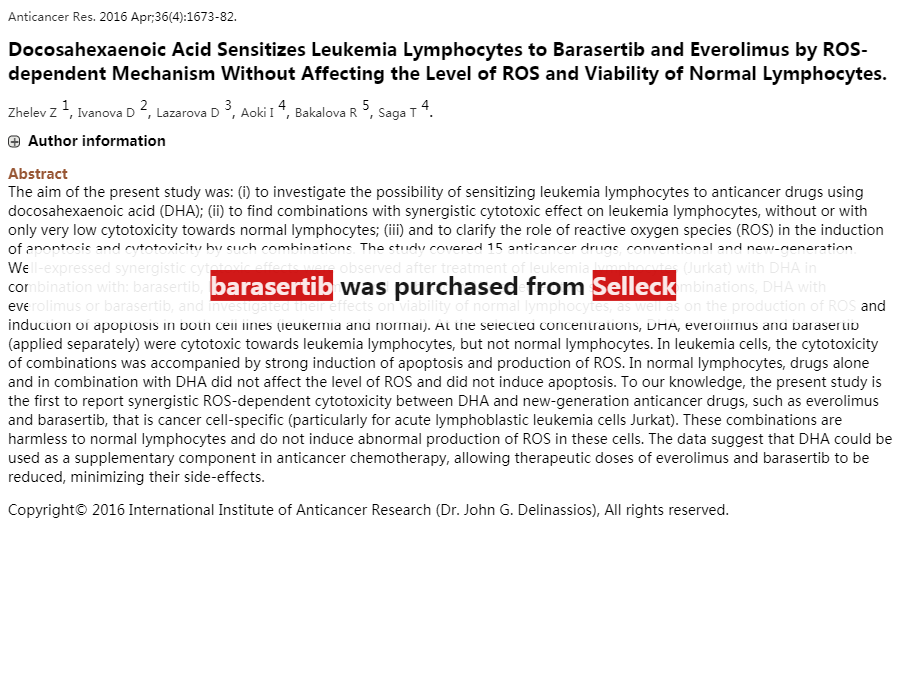 Barasertib (AZD1152-HQPA) | 购买Aurora Kinase 抑制剂 - Selleck