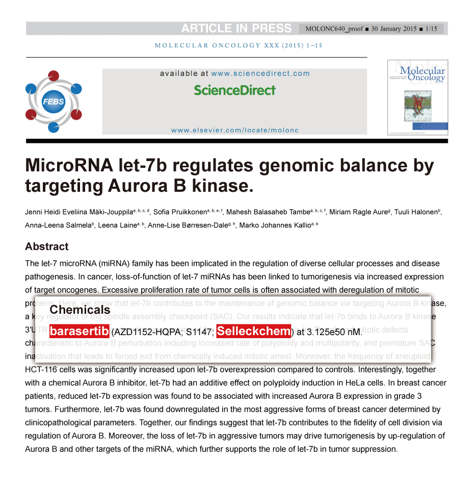 Barasertib (AZD1152-HQPA) | 购买Aurora Kinase 抑制剂 - Selleck