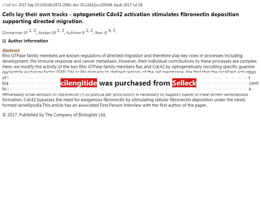 Cilengitide trifluoroacetate | 购买Integrin 抑制剂 - Selleck