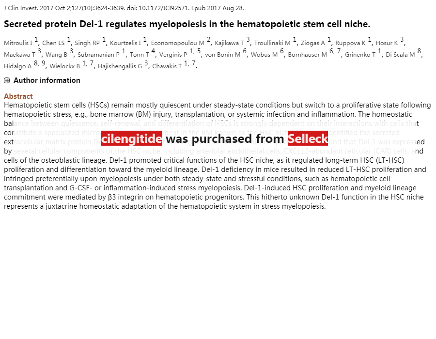 Cilengitide trifluoroacetate | 购买Integrin 抑制剂 - Selleck