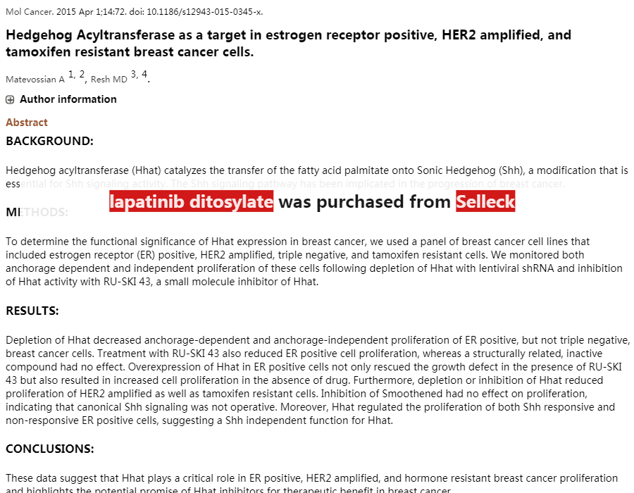 Lapatinib (GW-572016) Ditosylate | 购买HER2 抑制剂 - Selleck