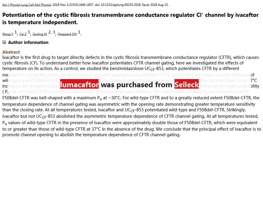 Lumacaftor (VX-809) | 购买CFTR 调节剂 - Selleck