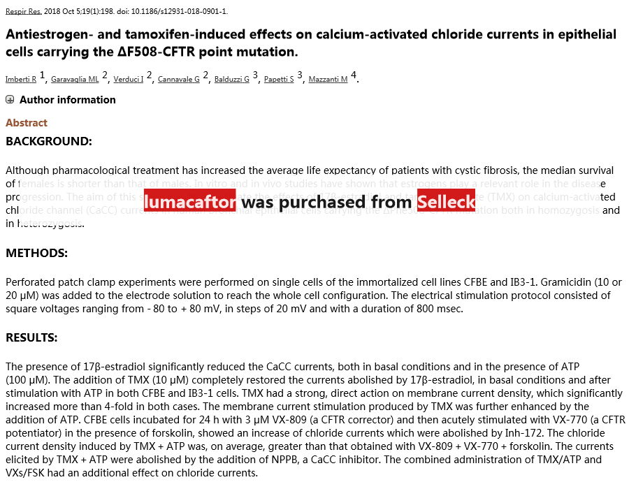 Lumacaftor (VX-809) | 购买CFTR 调节剂 - Selleck