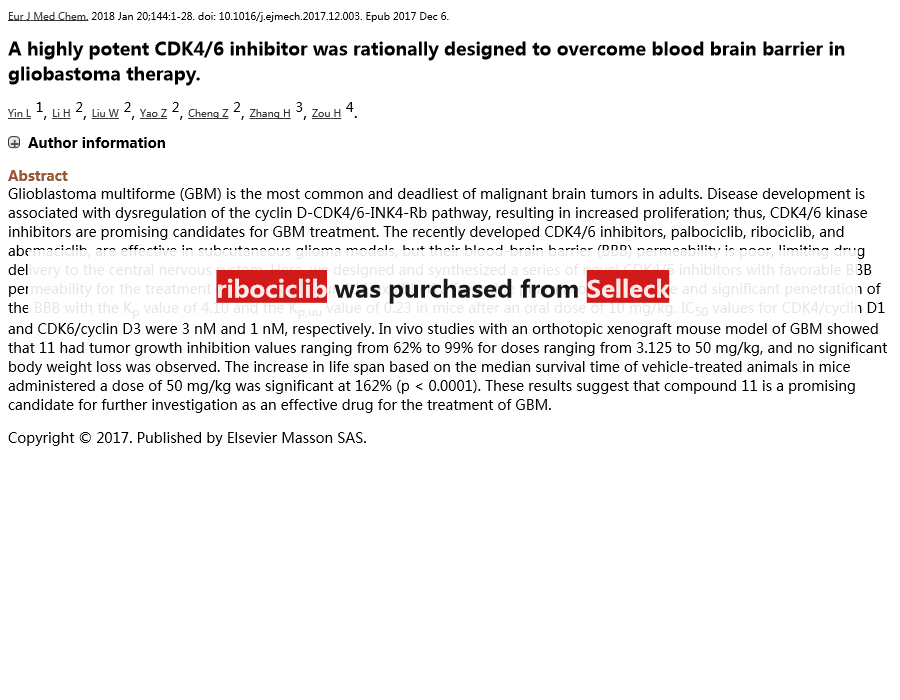 Ribociclib (LEE011) | 购买CDK 抑制剂 - Selleck