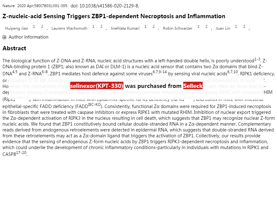Selinexor (KPT-330) | 购买CRM1 抑制剂 - Selleck