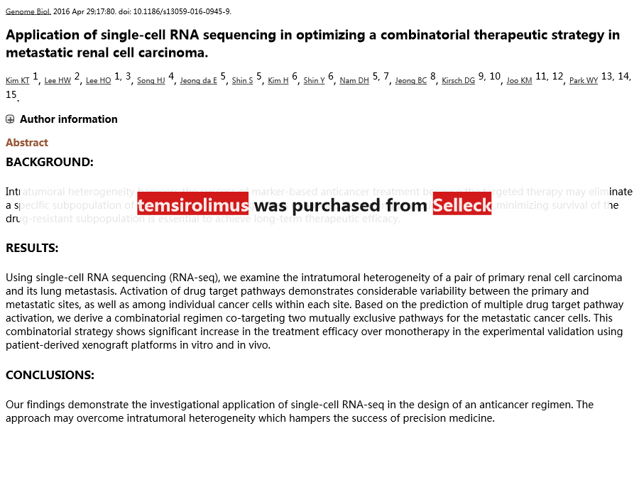 Temsirolimus (CCI-779) | 购买mTOR 抑制剂 - Selleck