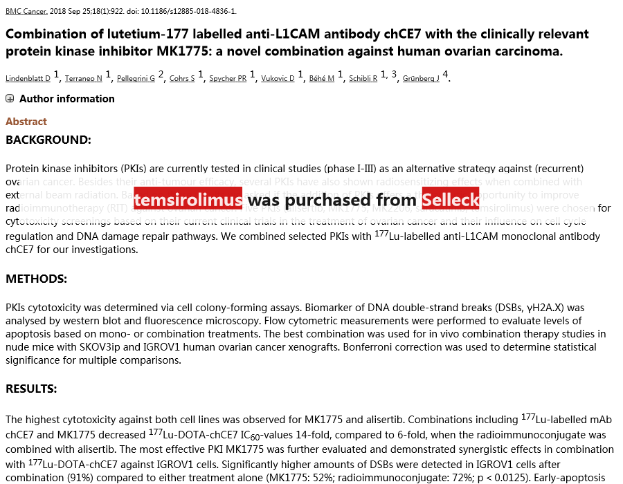 Temsirolimus (CCI-779) | 购买mTOR 抑制剂 - Selleck