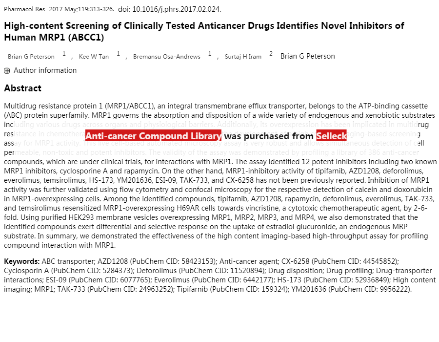 Anti-cancer Compound Library | 96/384 Well