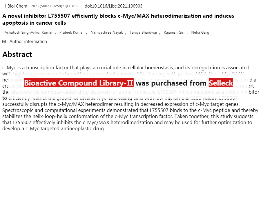 Bioactive Compound Library-Ⅱ/Listing (all bioactive) for Screening (96/ ...