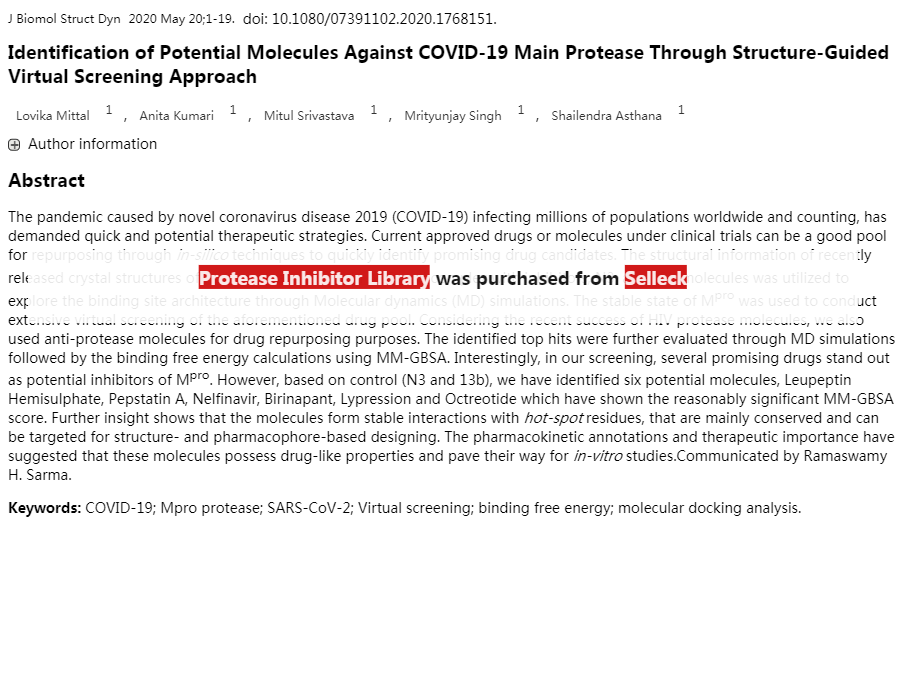 Protease Inhibitor Library | 96/384 Well